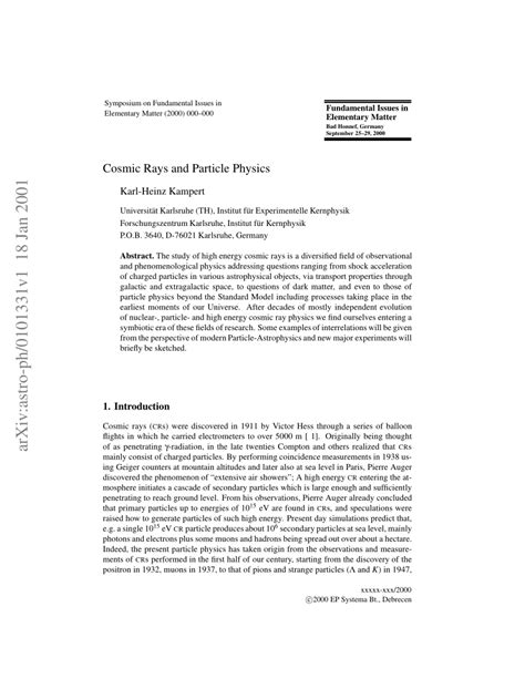 Pdf Cosmic Rays And Particle Physics