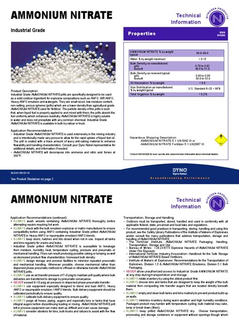 Ammonium Nitrate Industrial Explosive Material Chemical Substances