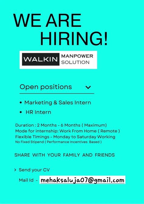 Mehak Saluja On Linkedin Internship Hr Sales Marketing Applynow