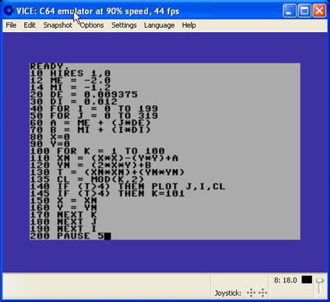 Dhob Iu5sgn Mandelbrot In Simons Basic Commodore 64