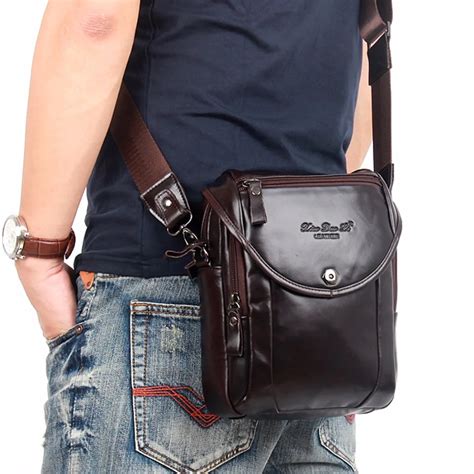 Mens Crossbody Sling Bag Leather Sole