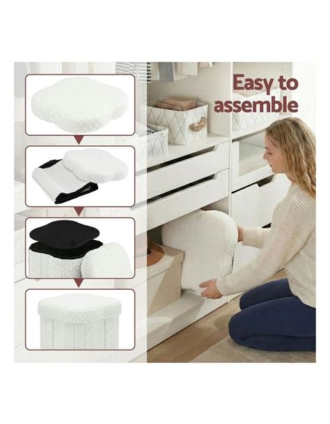 Artiss Storage Ottoman Foot Stool Foldable In White Myer