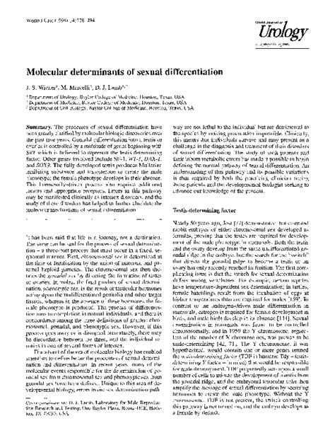 Pdf Molecular Determinants Of Sexual Differentiation