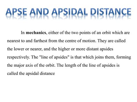 Dynamics Apse And Apsidal Distance Pptx