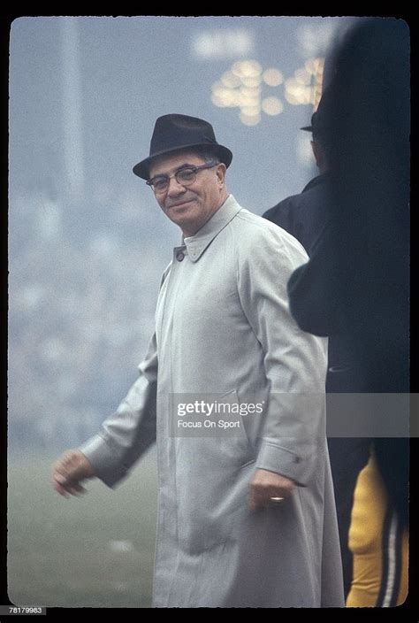Coach Vince Lombardi Of The Green Bay Packers Watches Play From The