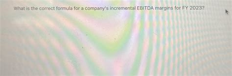 Solved What Is The Correct Formula For A Companys