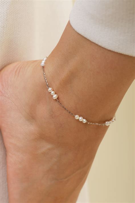 Bratara Din Argint De Picior Manissi Trendy Pearls Bijuterii Fine Din