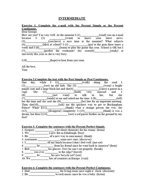 Intermediate Revision Exercises Pdf