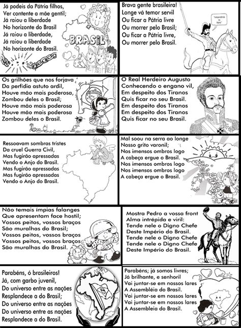 Atividades Escolares Infantis Hino Nacional Ilustrado