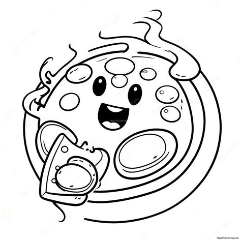 Pizza Coloring Page Cute