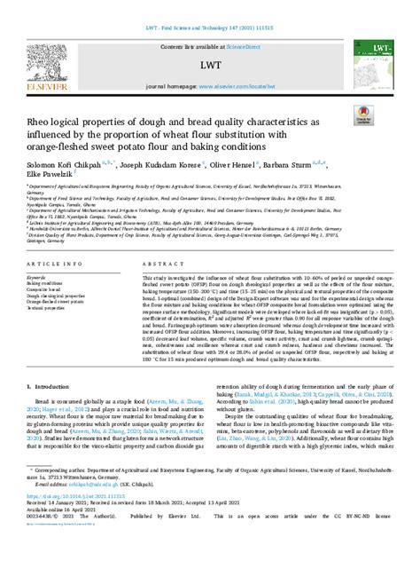 Pdf Rheological Properties Of Dough And Bread Quality Characteristics