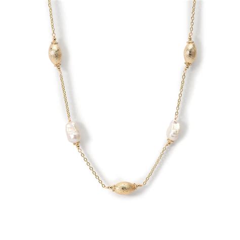 Connie Craig Carroll Jewelry Baroque Pearl Station 34 Chain Necklace Hsn