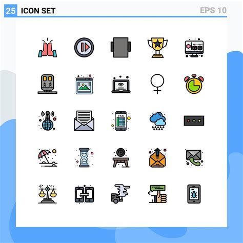 Stock Vector Icon Pack Of 25 Line Signs And Symbols For Computer Cube Layout Trophy Cup Editable