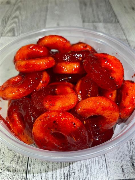 Dulces Enchilados Chamoy Candy Gummy Peach Rings Exotic Spicy Candy Mexico Candy Etsy