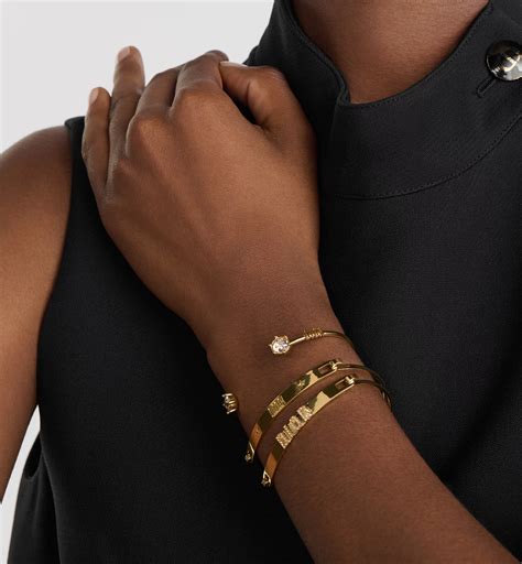 Dio R Evolution Bracelet Set Gold Finish Metal And Amber Colored Crystals Dior