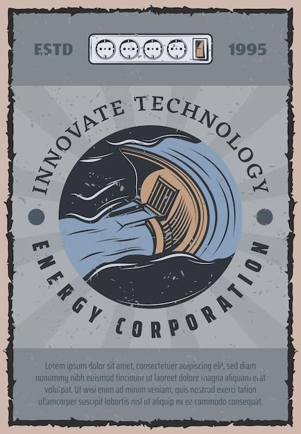 녹색 에너지 디자인의 수력 발전소 배너 프리미엄 벡터