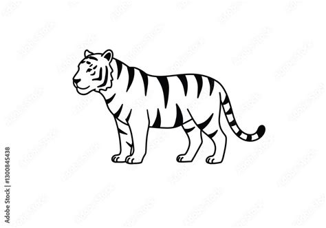 Tiger Outline Clipart This Image Shows A Black And White Outline Of A
