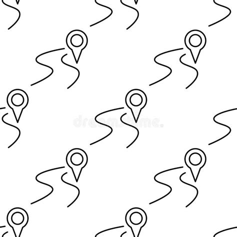 Seamless Pattern Road Map Relocation Map Marker Pointer Stock