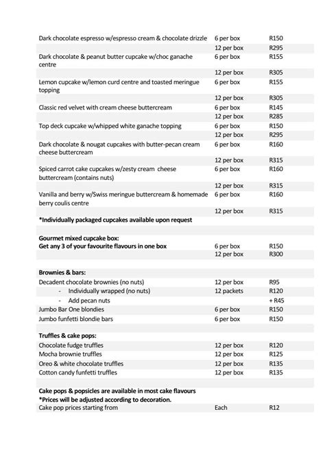 Menu At The Easy Slice Cape Town