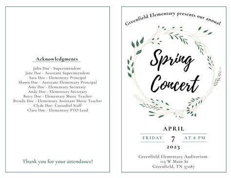 Concert Program Template Spring Concert Program Easter Concert