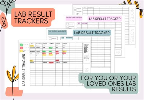 Medical Lab Result Health Tracker Pdf 6 Different Templates Planner Journal Spreadsheet