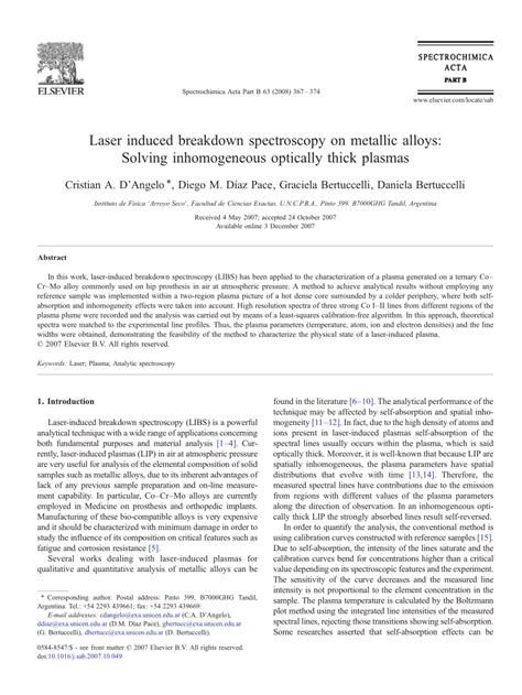 Pdf Spectroscopic Analysis Of Signals On Libs Experiences Fit Of Experimental Measurements