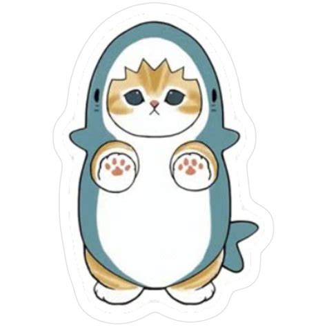 Mofusand Standing Up Shark Sticker Cute Cartoon Drawings Cute