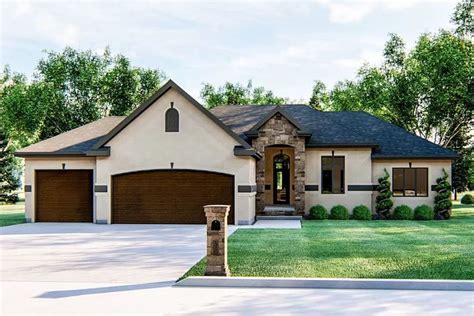 One Story House Plan With Classic Detailing 1 Story Exterior Home
