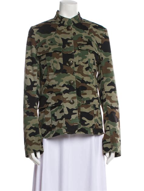 Nili Lotan Camouflage Print Utility Jacket Green Jackets Clothing