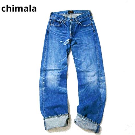 Chimalaチマラ ボタンフライ デニム 28インチ ダメージ＆ユーズド加工 メルカリ