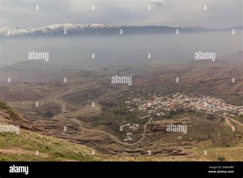 Aerial View Of Gazor Khan Village Near Alamut Meaning Eagles Nest