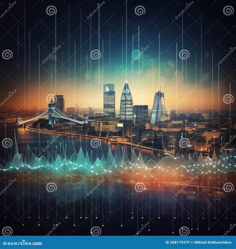 Data Chart On Night City Backdrop Stock Image Image Of Technology