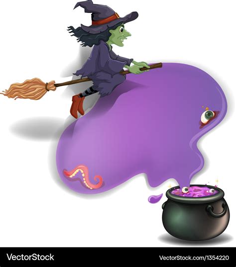 Broom Riding Witch Royalty Free Vector Image Vectorstock