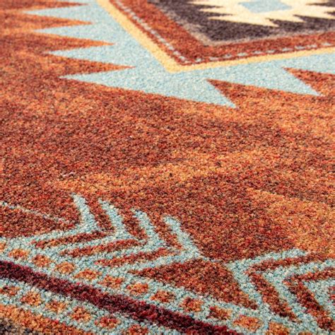 Whiskey River Turquoise Rug Southwest Print Rug Hat Creek Interiors