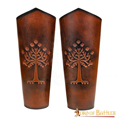 Long Leather Bracers With Embossed White Tree Of Gondor Outfit4events