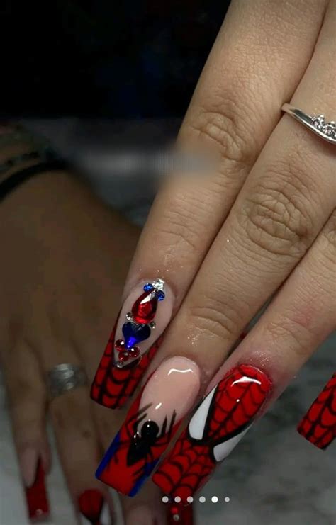 Spiderman Nails Vernis à Ongles Ongles Longs Ongles