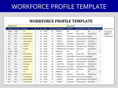 Workforce Profile Template Excel Hr Spreadsheet For Talent Gap