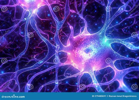 Close Up View Of A Vibrant Neuron Intricately Woven With Its Dendrites