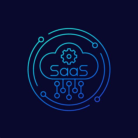 Saas Line Icon With Cloud And Gear Vector 12117250 Vector Art At Vecteezy