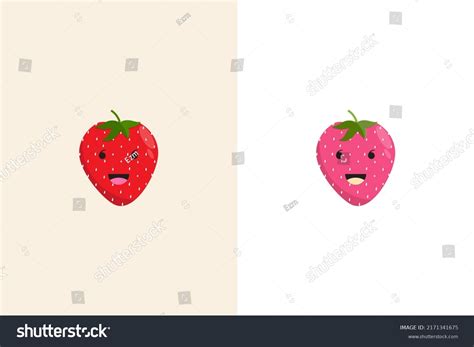 Illustrator Strawberry Cartoon Vector Funny Cartoon Stock Vector