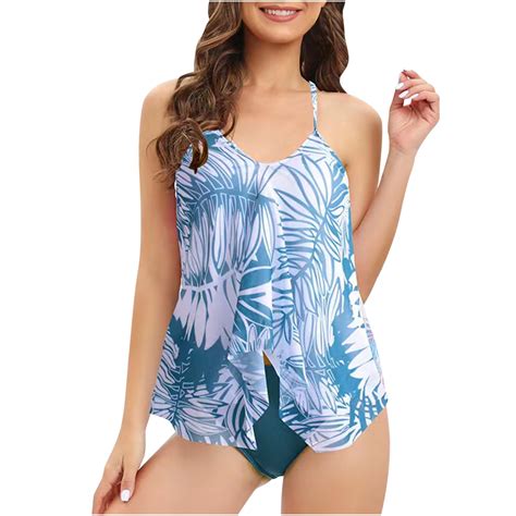 Jacenvly 2024 Womens Tankini Swimsuits 2 Piece Soft Satiny Women With