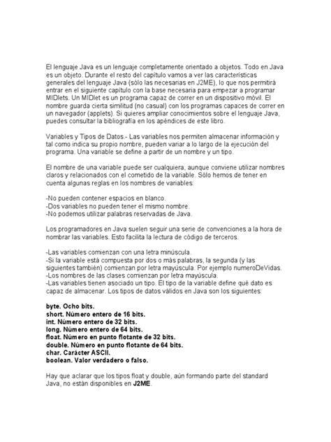 Palabras Reservadas Del Java Pdf Java Lenguaje De Programación Poco