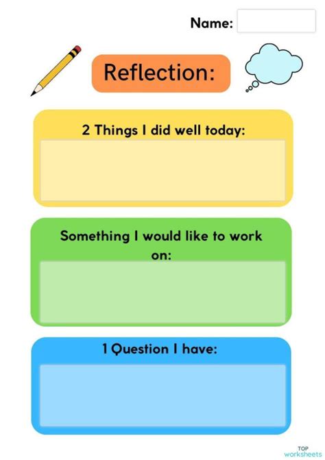 English Self Reflection Interactive Worksheet Topworksheets