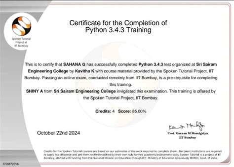 Python Spokentutorial Iitbombay Skillenhancement Programming Sahana G