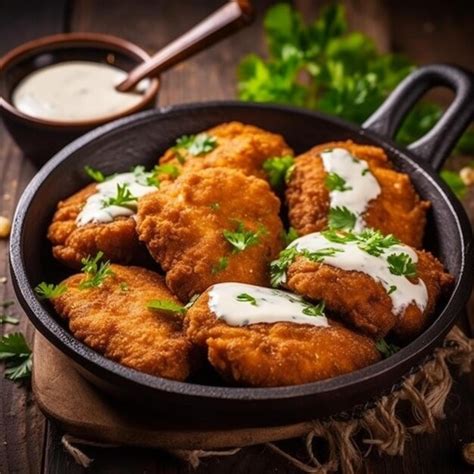Premium Ai Image Spicy Deep Fried Breaded Chicken Wings With Ranch