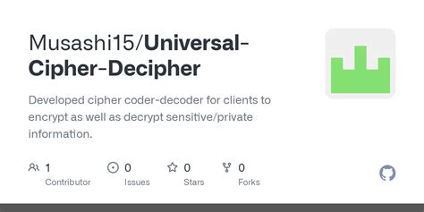 Github Musashi15universal Cipher Decipher Developed Cipher Coder Decoder For Clients To