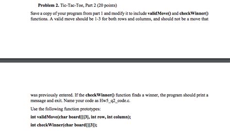 solved problem 1 tic tac toe part 1 20 points write a