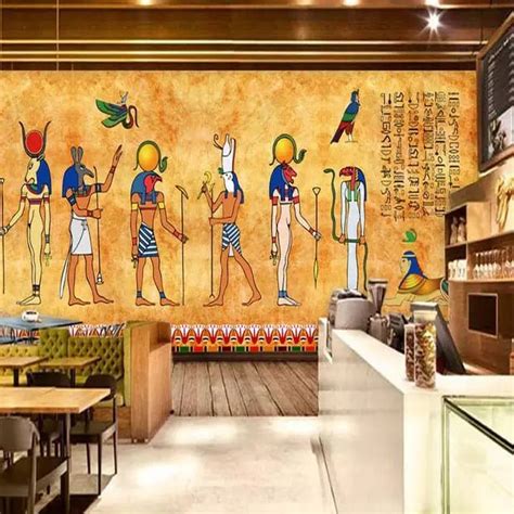 Online Shop Custom 3d Photo Wallpaper Vintage Egyptian Murals Bar