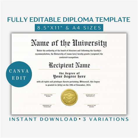 College Graduation Diploma Template