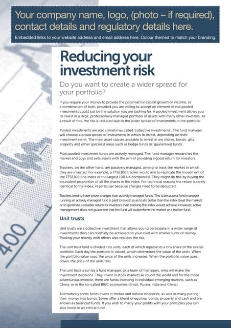 22 Reducing Investment Risk Pdf Mutual Funds Personal Investing